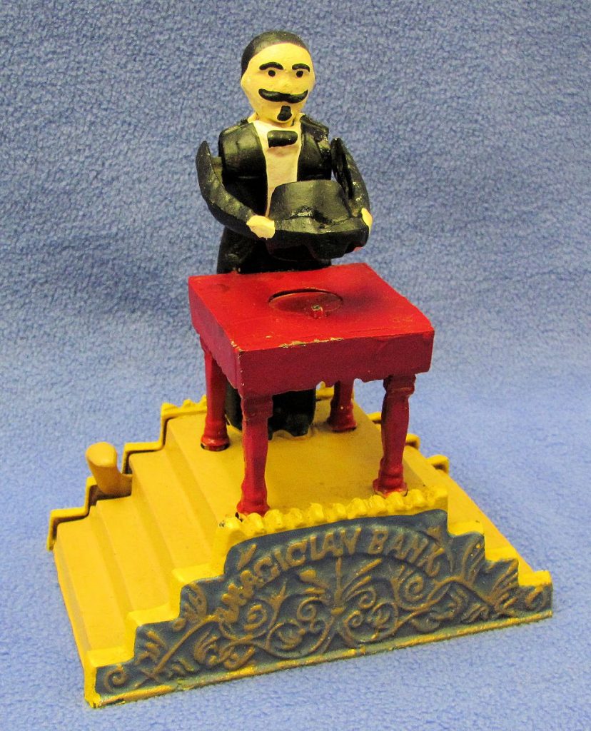 Vintage Magician Cast Iron Mechanical Bank | Winkler's Magic Warehouse