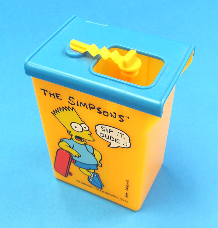 The Simpsons Sip-a-roos Box Drink Holder Bart Simpson 1990 | Winkler's ...
