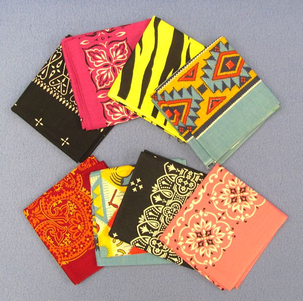 Eight Multi-Colored Cotton Bandanas (NOS) | Winkler's Magic Warehouse