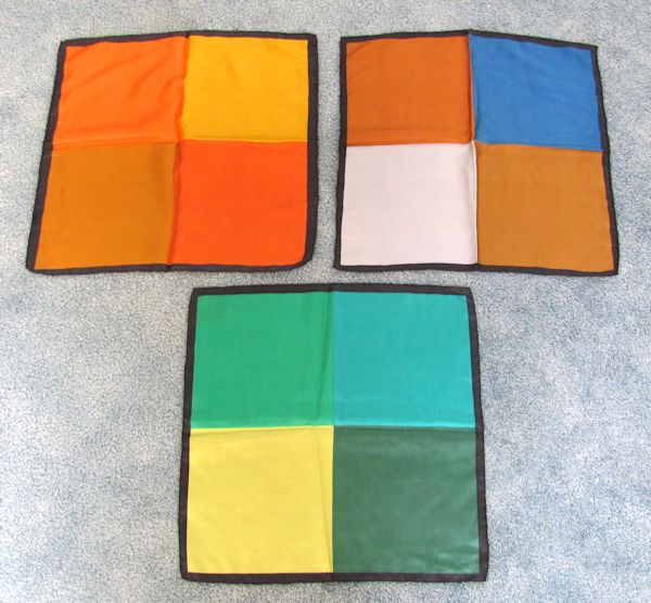 Set of Three 18-Inch Silks With Quad Color Sections | Winkler's Magic ...