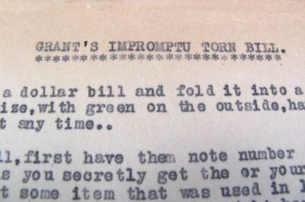 Vintage/Scarce Grant's Impromptu Torn Bill Instruction Sheet | Winkler ...