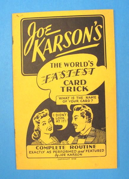 The World's Fastest Card Trick by Joe Karson (Signed) | Winkler's Magic ...